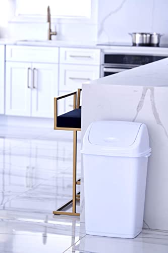Superio Swing Top Trash Can, Waste Bin for Home, Kitchen, Office, Bedroom, Bathroom, Ideal for Large or Small Spaces - White (3 Pack- 4.5 Gal, 9 Gal, 13 Gal)