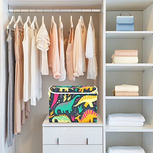 innewgogo Dinosaur Storage Bins with Lids for Organizing Organizer Containers with Handles Oxford Cloth Storage Cube Box for Home