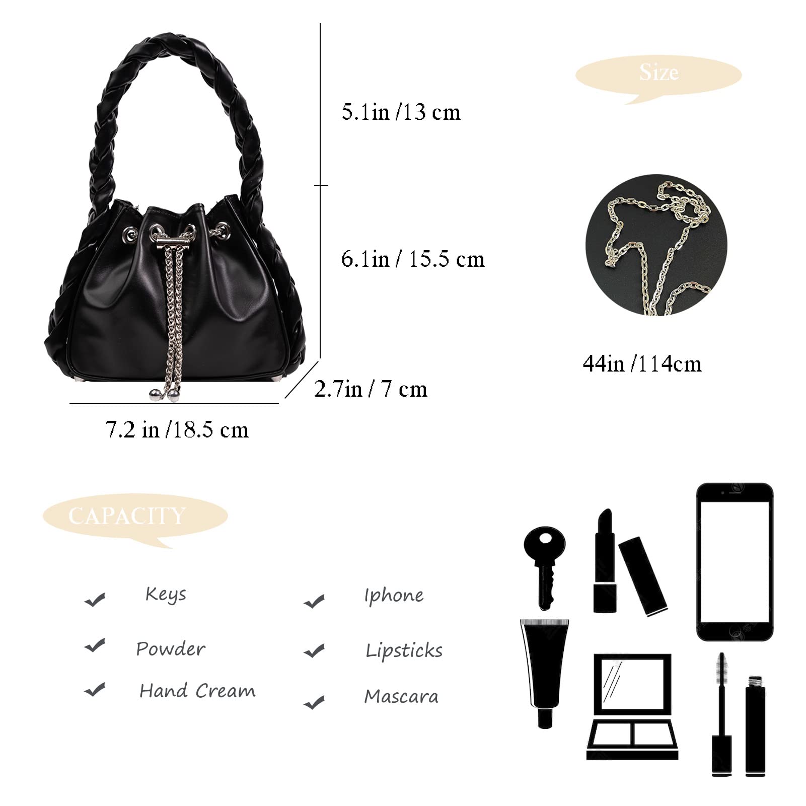 ELDA Bucket Bags and Purses For Women Drawstring Handbags Hobo Bag Mini Crossbody Shoulder Bags