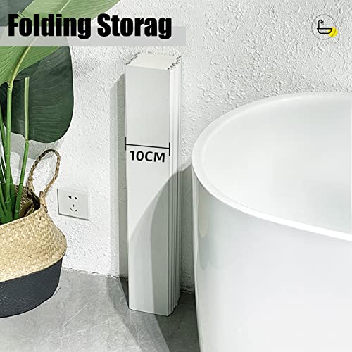 Folding Bathtub Cover Bath Shelf Bathtub Tray, Adjustable Storage Rack Dust-Proof Board Insulation Cover, 0.6cm Thickness PVC Shutter Bath Lid (Color : White, Size : 70x127x0.6cm)