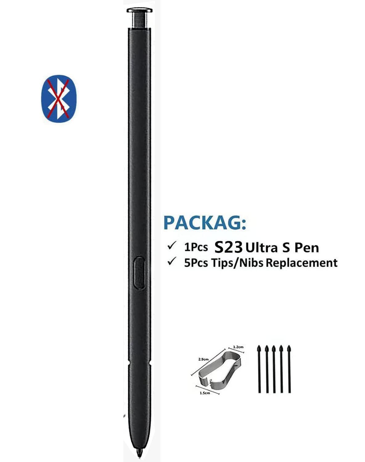 for S23 Ultra Stylus Pen Replacement for Samsung Galaxy S23 Ultra 5G Touch Stylus Pen S Pen(Without Bluetooth) Replacement Tips/Nibs (Phantom Black)