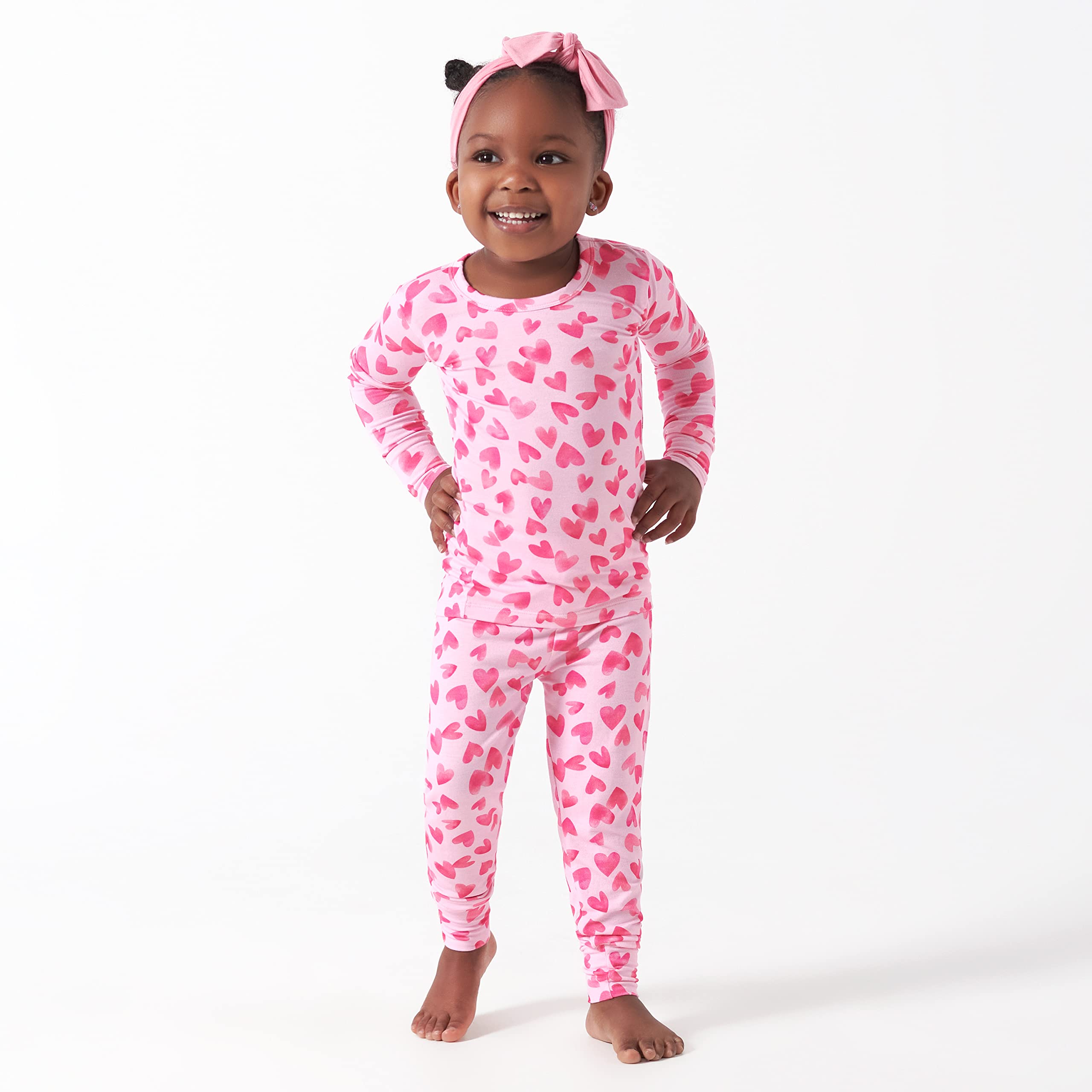 Gerber Unisex Baby Toddler Buttery Soft 2-Piece Snug Fit Pajamas with Viscose Made from Eucalyptus, Heart Felt, 3T