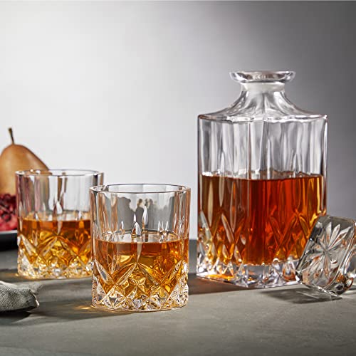 Viski Admiral Crystal Whiskey Tumbler Set of 2 - Premium Crystal Clear Liquor Drinking Glass, Classic Lowball Cocktail Glasses Gift Set, 9 Oz