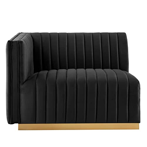 Modway Conjure 5-Piece Velvet and Stainless Steel Sectional Sofa - Gold/Black