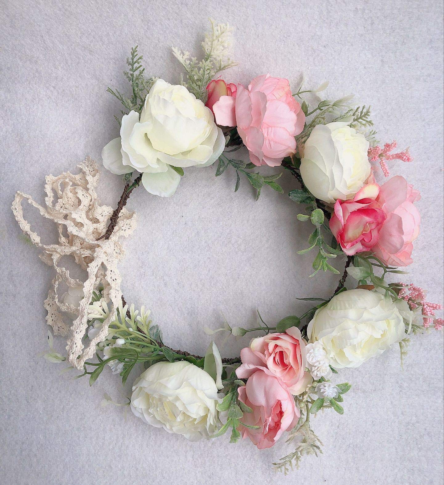 DDazzling Women Flower Headband Wreath Crown Floral Wedding Garland Wedding Festivals Photo Props (#Deep Purple)