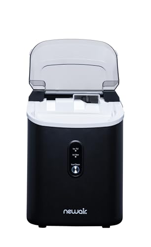 Newair Nugget Countertop Ice Maker Machine | 26 lbs. | Electric Sonic Ice Maker in Matte Black, Self-Cleaning Function, Refillable Water Tank, Perfect Canes Ice for Kitchens, Offices, Home Coffee Bars