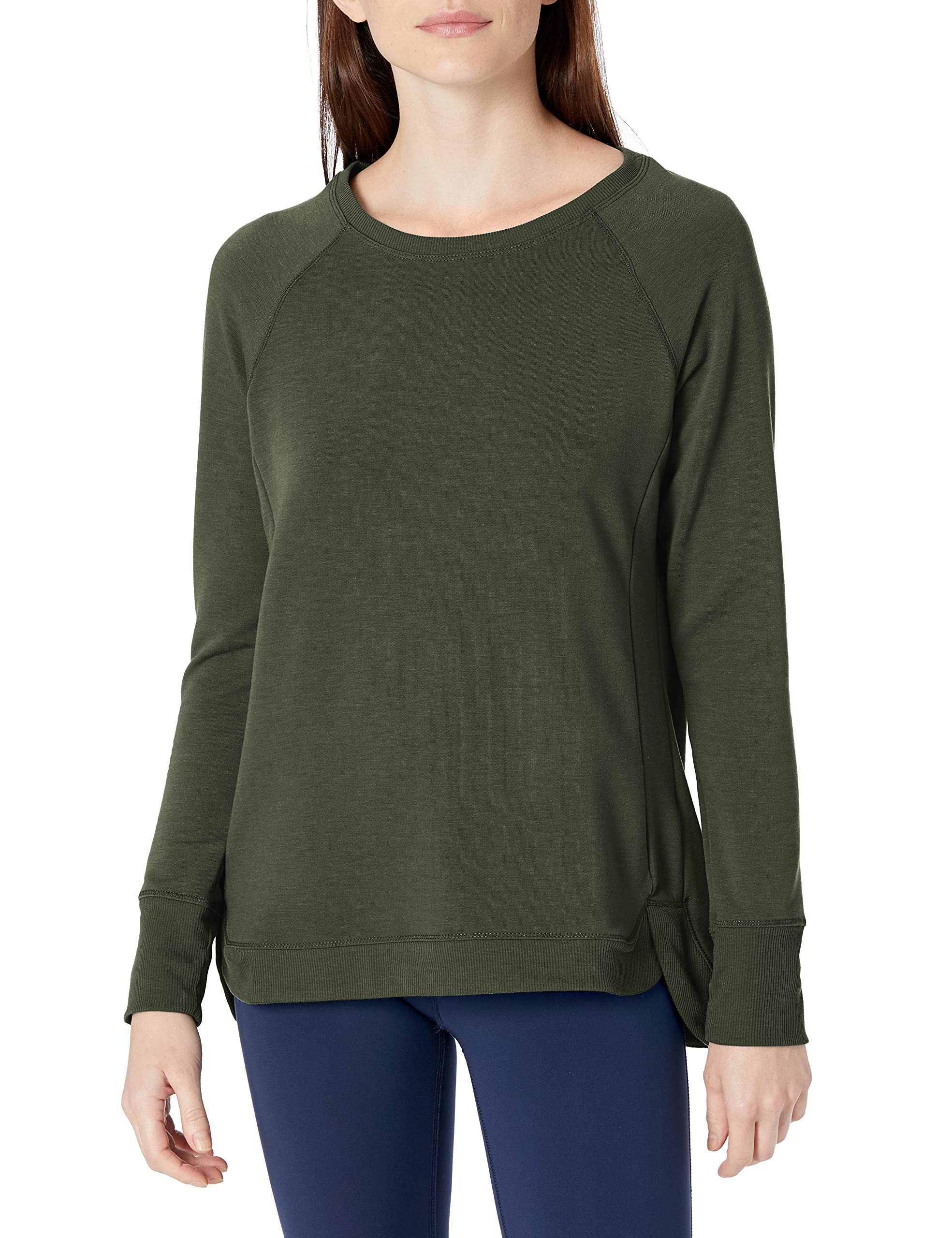 Danskin Women's Long Sleeve Tulip Hem Crew Neck Top, Atmosphere, X-Large