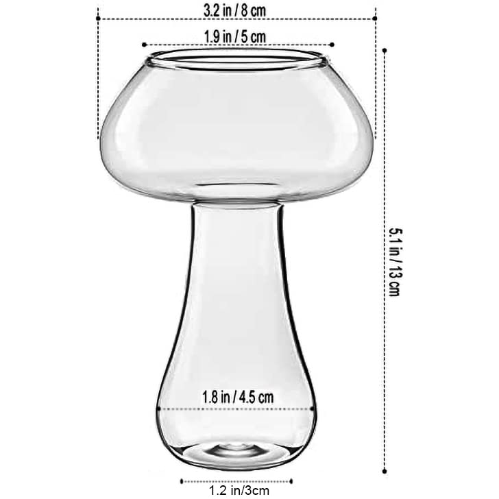Creative Mushroom Shaped Cocktail Glass,Unique Fungus Drinking Glasses,Cute Juice Glass Cups, 9 OZ High-End Crystal Glass For Drinking Wine Martinis Manhattans Vodka Gin And Cocktails(2Pcs)