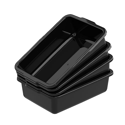 Tyminin 35 L Commercial Bus Tubs Box/Tote Box, Plastic Utility Basin Tub, Black, 4-Pack