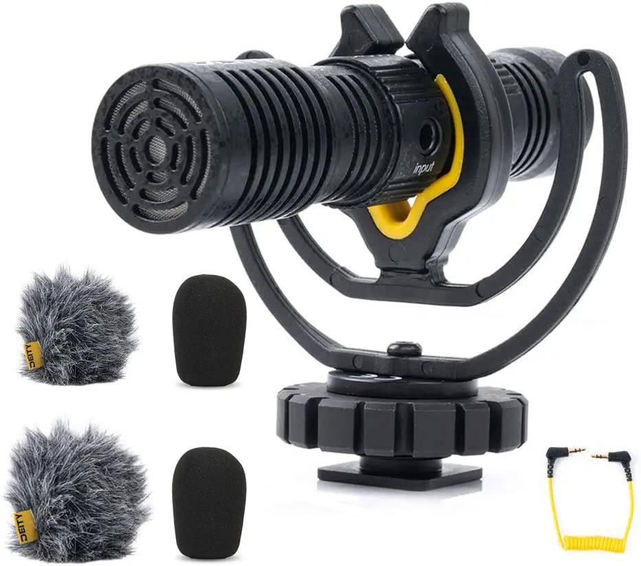 Deity V-Mic D4 Duo Microphone Mini Portable Voice Recorder Cardioid Interview Mic with 4 Windscreens Dual-Capsule Microphone Compatible for Vlog Pocket Cam DSLR Camera