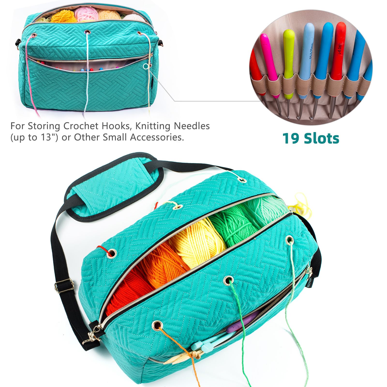 MYBAGZING Crochet Bag Organizer - Knitting Bag - Yarn Storage Organizer - Yarn Bag for Crocheting - Yarn Holder for Crochet Accessories, Knitting Needles, Crochet Hooks, Crocheting & Knitting Gifts,