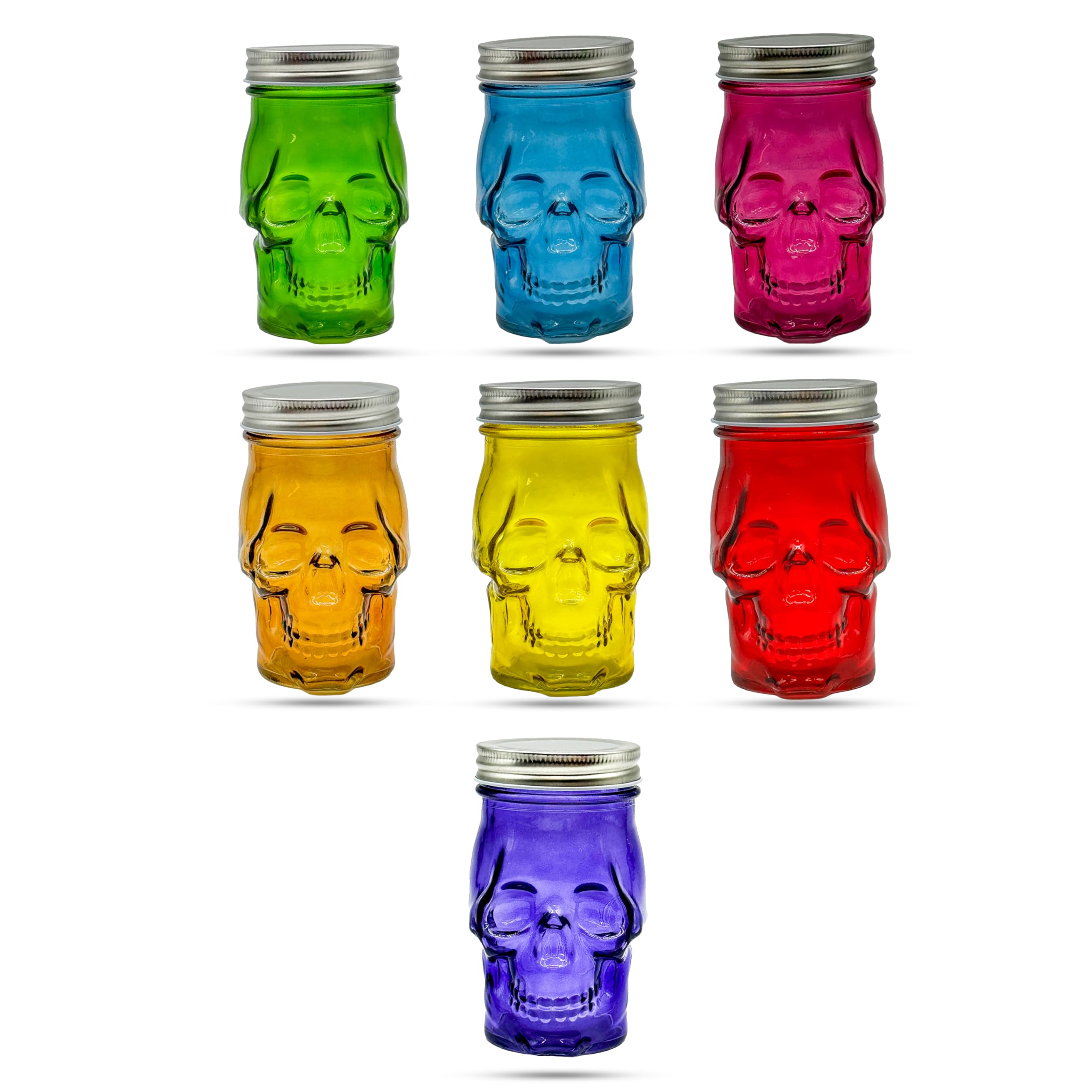 Generic 14 oz Colorful Skull Glass Mason Jar β Mix & Match 7 Vibrant Colors, Large & Durable! (Green)