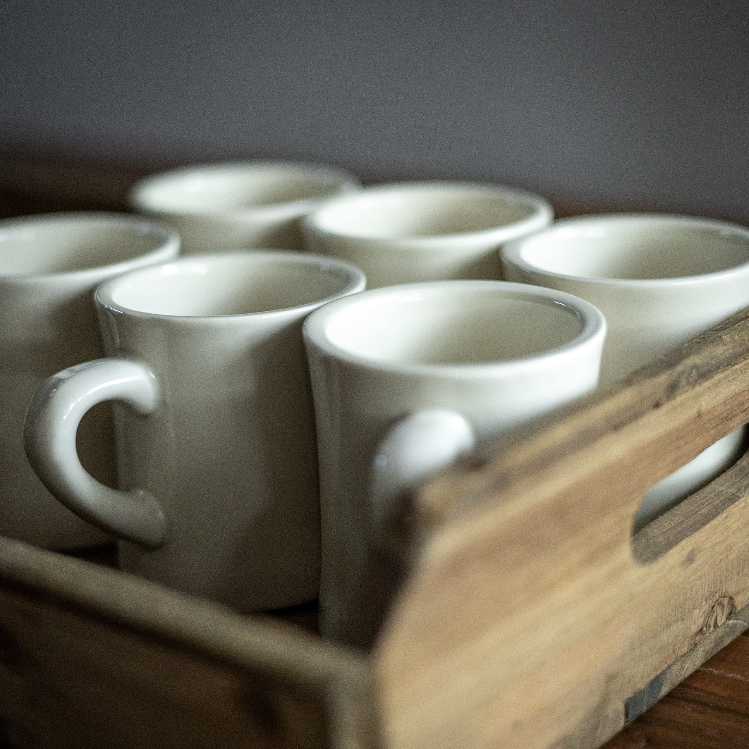 COLETTI Off White Coffee Mugs Set Of 6 β Diner Coffee Mug 11 oz β Mug Set, Stoneware Coffee Mugs, Coffee Cups Ceramic β Diner Coffee Mugs Heavy Retro Style β Dishwasher & Microwave Safe