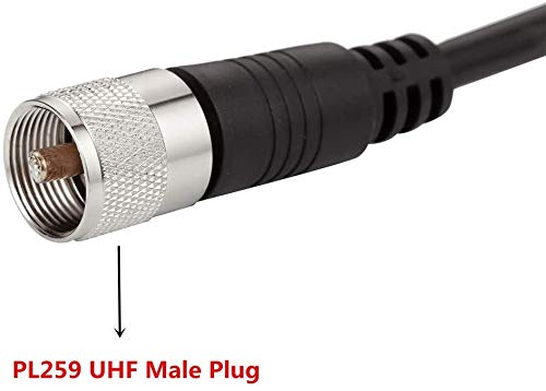 RFAdapter CB Coax Cable 25ft, RG8x Coaxial Cable 25ft, UHF PL259 Male to Male Low Loss CB Antenna Cables, 50 Ohm for HAM Radio, Antenna Analyzer, Dummy Load, SWR Meter