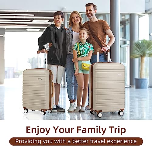 LARVENDER Luggage Sets 4 Piece, Expandable Luggage Hardside Suitcases Set with Double Spinner Wheels, Durable Lightweight Travel Luggage Sets Clearance with TSA Lock, Cream White (18/20/24/28)"