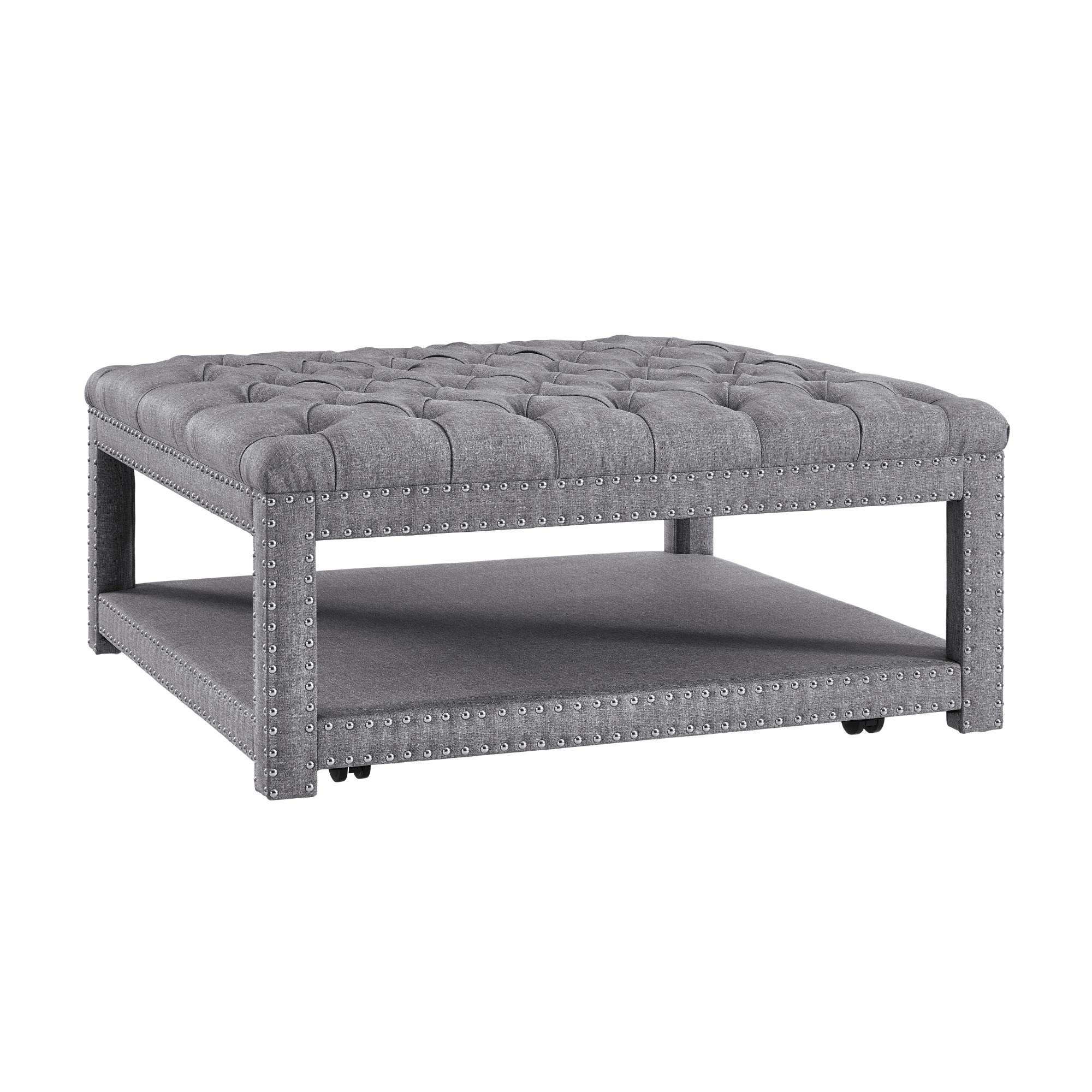 Delacora DS-D153-603-619 HM-DS-D153-603 40" Wide Fabric Ottoman