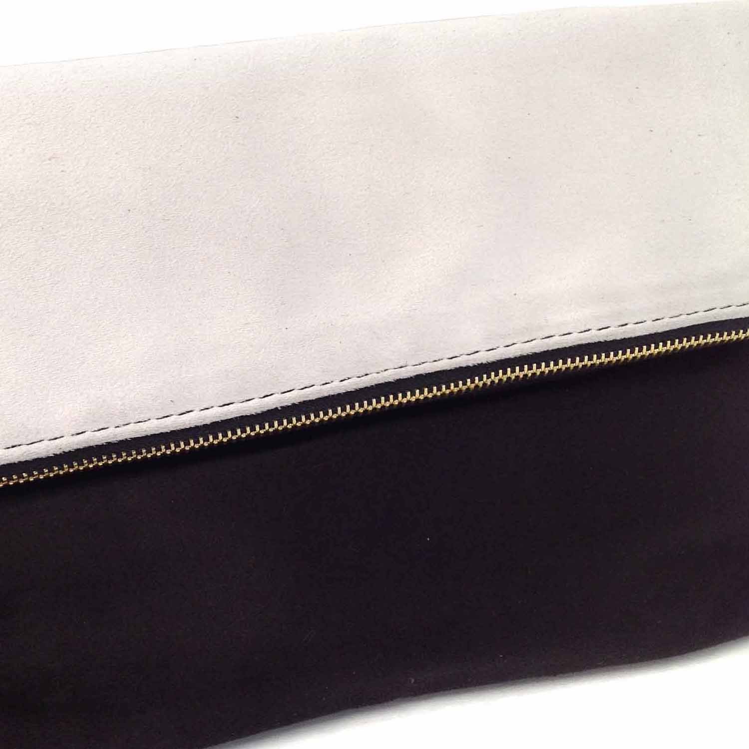 Soft Faux Suede Colorblock Wristlet,Ivory Large
