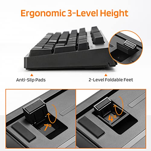 LTC NB1041 Nimbleback Wired Mechanical Keyboard, Hot-Swappable 104Keys RGB Backlit Gaming Keyboard, Red Switch/Black