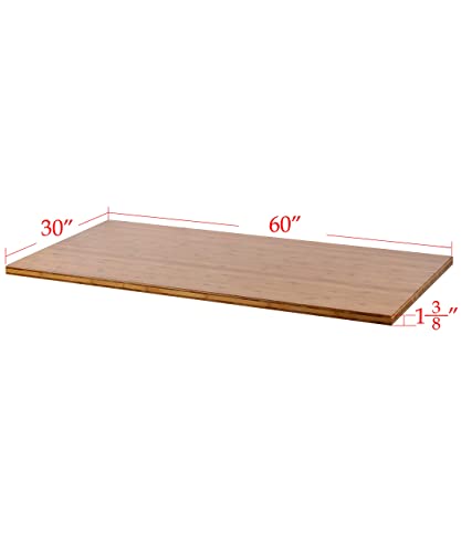 Home Soft Things Eco-Friendly Natural Bamboo Thick Tabletop, Parallel Pressure, 60" x 30" x 1.375" H, Boonliving Rectangular Rustic Solid Wood Slab Desk Table Top Countertop for Home and Office