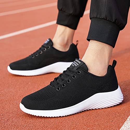 FASDNENDYS Fashion Men Mesh Mountaineering Casual Sport Shoes Lace Up Solid Color Running Mens Sneaker Socks Low Cut White