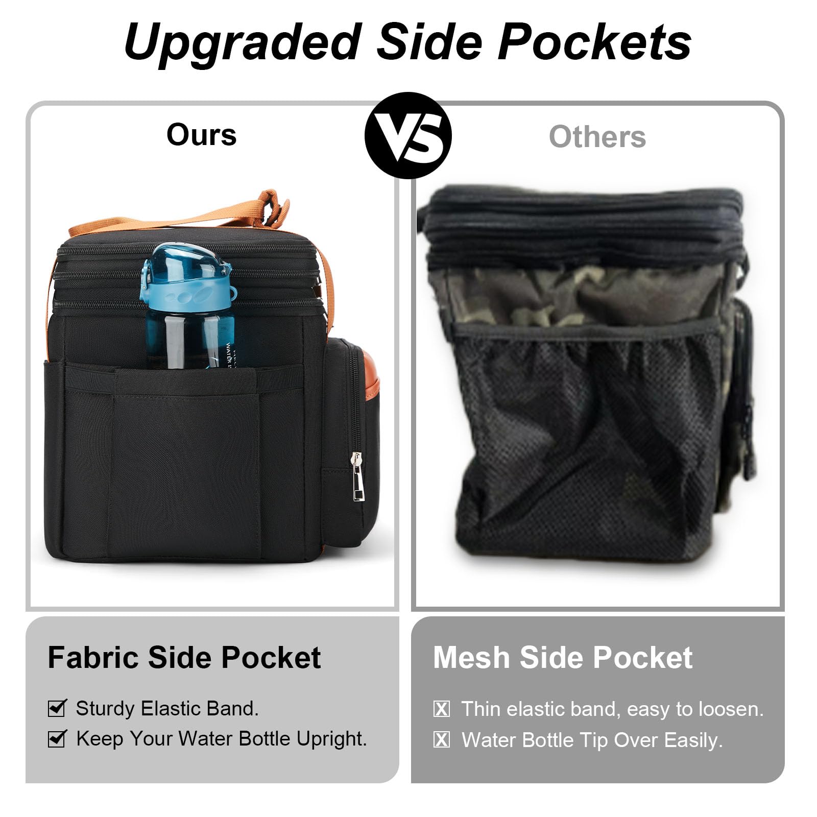HSHPX Insulated Lunch Box Lunch Cooler Bag for Men: Expandable Large Lunchbox for Picnic Work Office Outdoor - Reusable Double Deck Lunch Tote for Adults Black Brown 15L