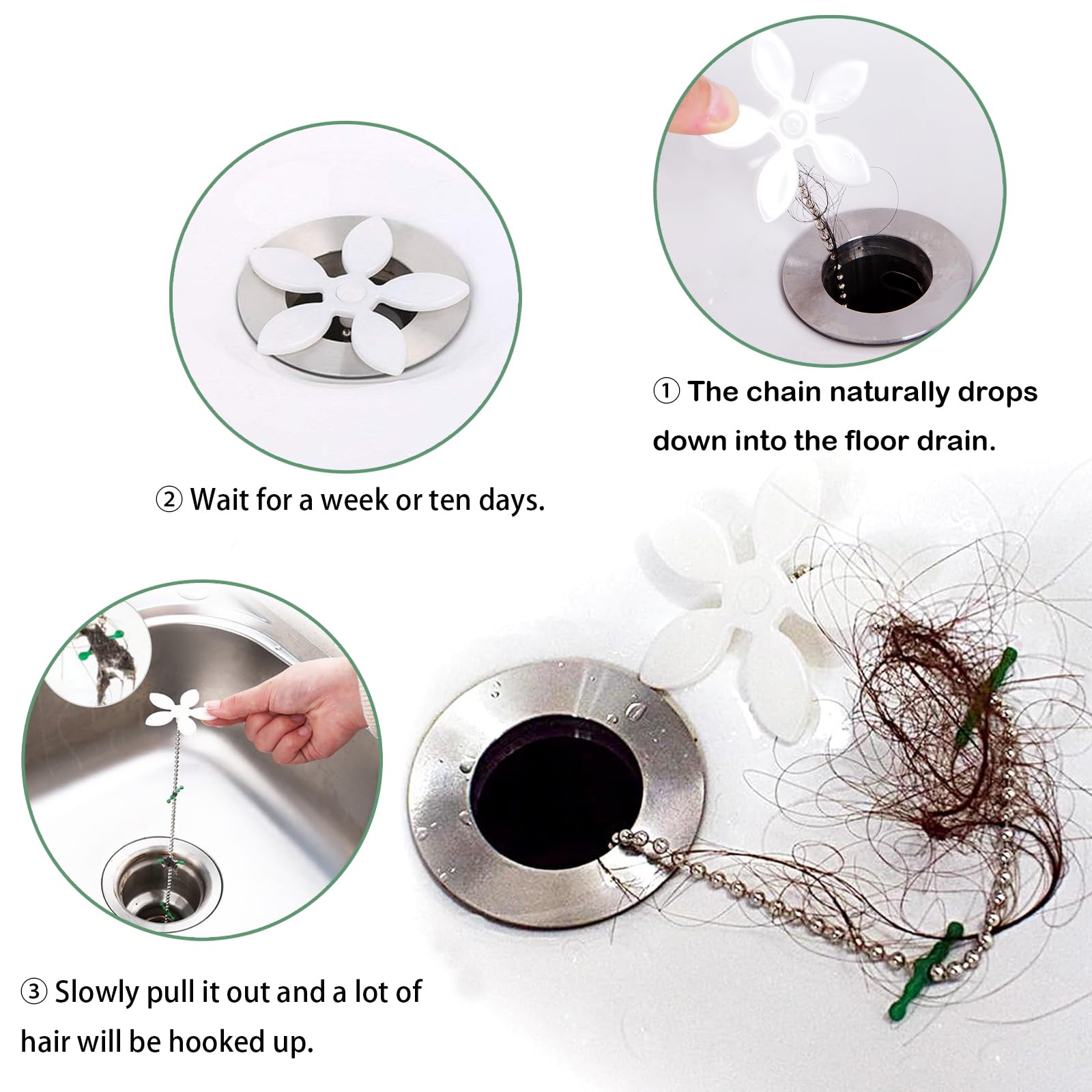 Generic 12 Pack Drain Hair Catcher, Flower Shape Shower Drain Sink Disposable Hair Catchers for Bathroom, Bathtub and Kitchen, Bathtub Sinks Drain Clog Protectors, White