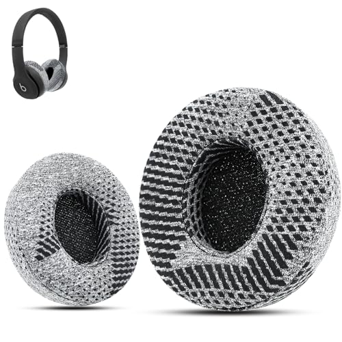 Professional Beats Headphones Replacement Earpads, Ftis Beats Solo 3 Wireless, Beats Solo 2, Grey Pattern Fabric and Memory Foam, by Krone Kalpasmos