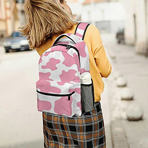 My Little Nest Casual School Backpack Pink Cow Spots Lightweight Travel Daypack College Shoulder Bag for Women Girls Teenage One_Size