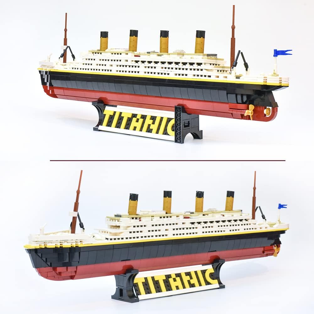 RiceBlock Large Titanic Model Building Block Kit, Home Alone Adults Challenging Huge Hard Titanic Cruise Ship Model Building Set Toys for Kids, 1333 Pieces