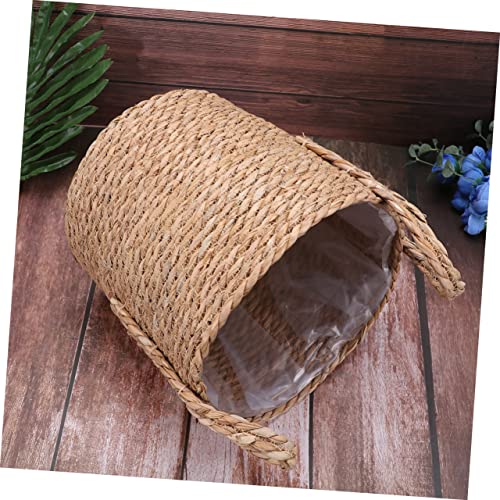 LABRIMP Rectangle Vase Storage Basket Straw Potted Plant Basket Linen Flowerpot To Weave Potted Plant Woven Toy Basket
