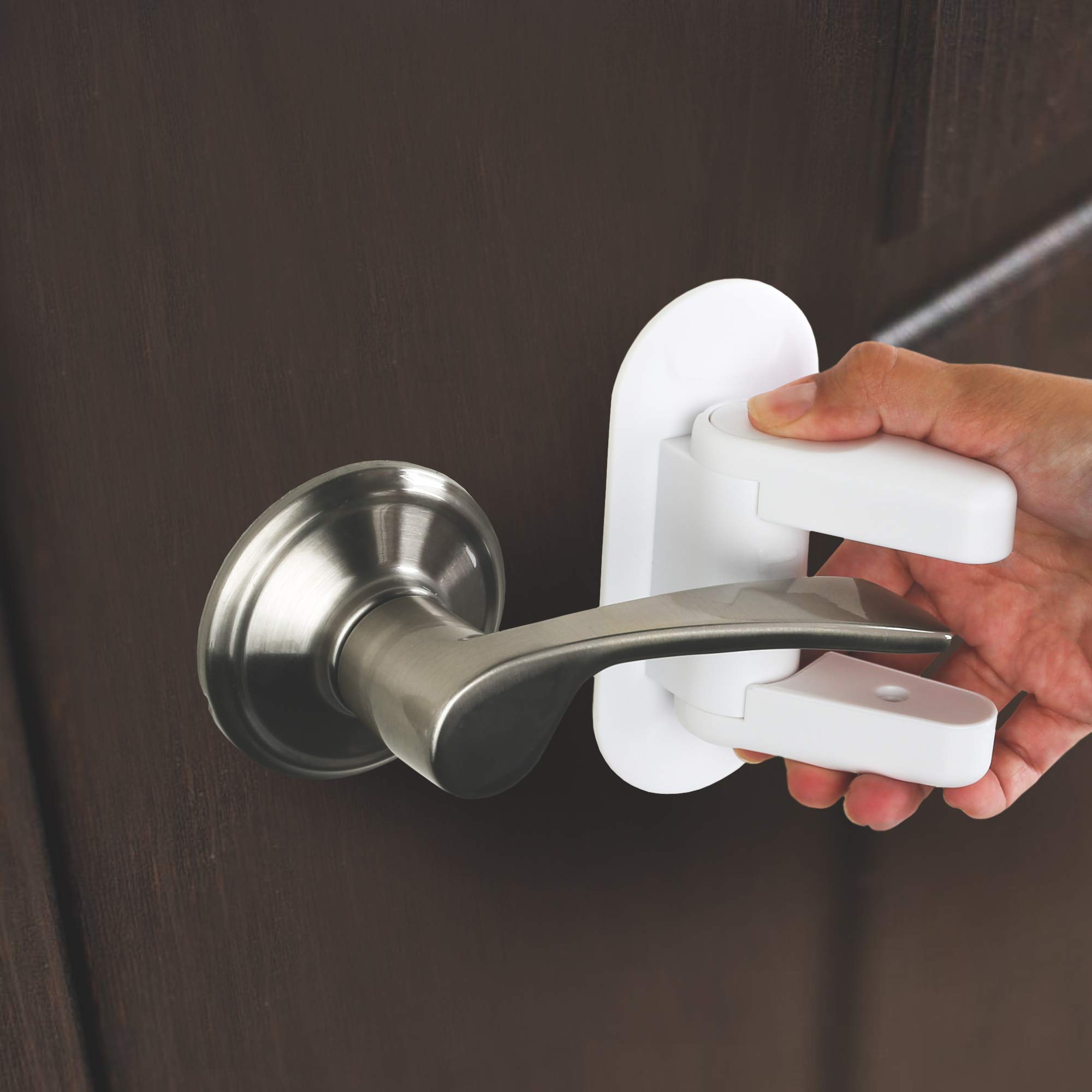 Door Lever Lock (6 Pack) Child Proof Doors & Handles, Adhesive - Child Safety by Tuut