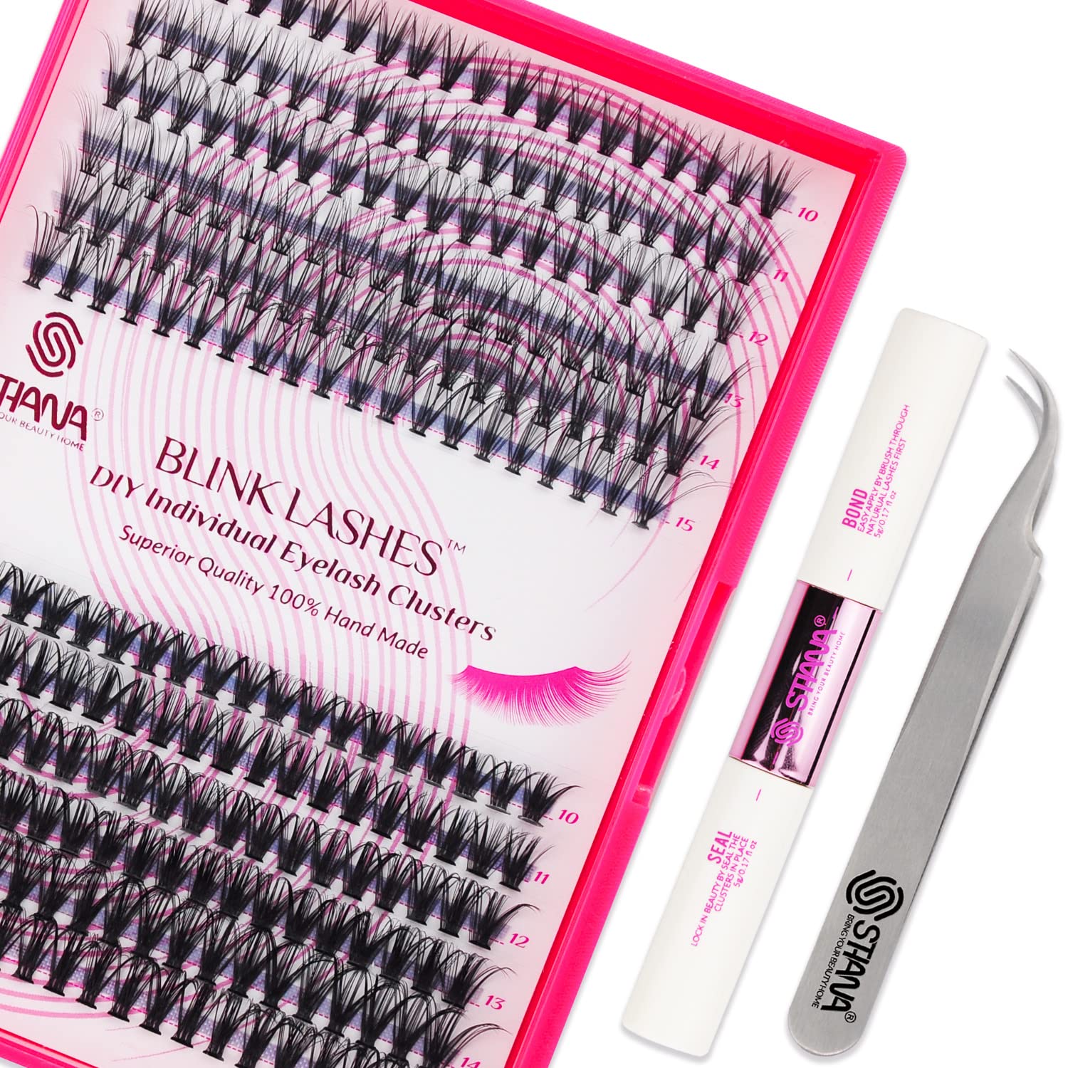 DIY Lash Extension Kit at Home, 240pcs Eyelash Extension Kit with Lash Bond and Seal Lash Tweezers Lash Clusters Wispy Individual Lashes Kit Eyelashes Kit Lash Clusters D Curl 20D&40D 10-15mm