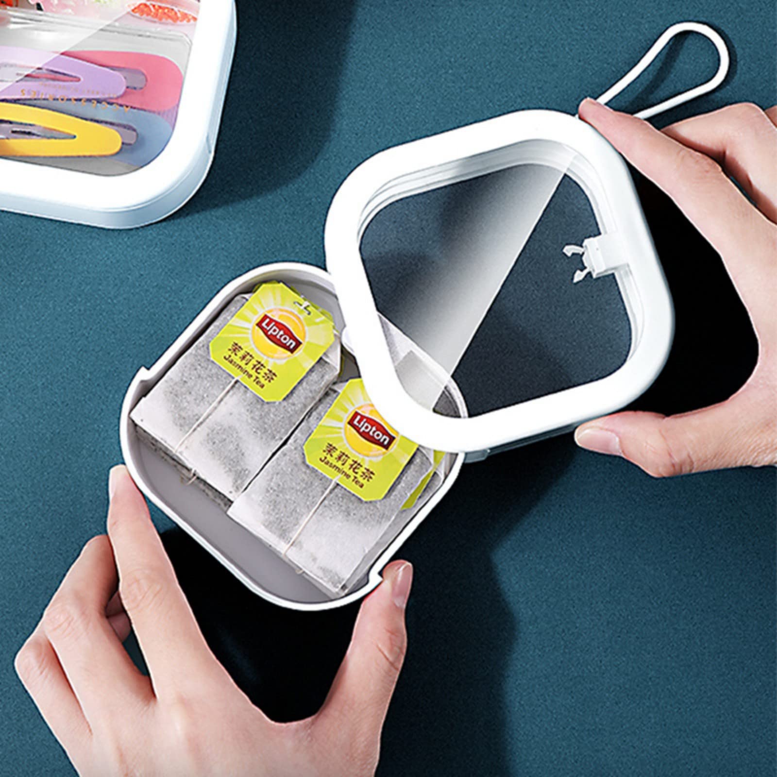 LONG XIN SERIES 2 Pcs Mini Storage box Jewelry Box Portable Easy Carry Drawer Container Travel Box Organizer Cosmetic Cotton Hair Clip Storage Box for Storage Items
