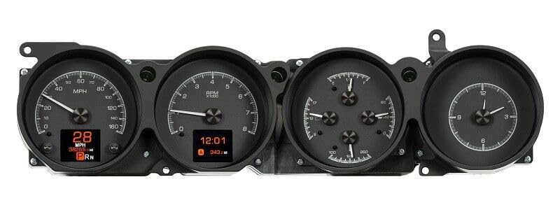 Dakota Digital HDX-70D-CLG-K Compatible with 1970-74 Dodge Challenger and 1970-74 Plymouth Cuda with Rallye Dash Customizable Analog Gauge System Black Alloy