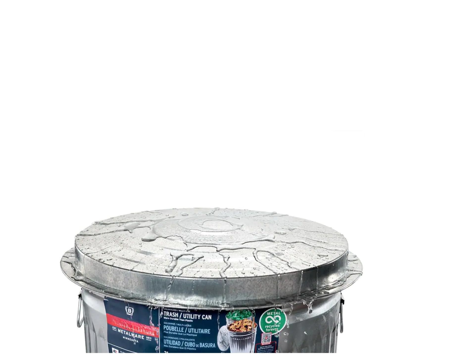 Generic 31-Gallon Galvanized Steel Trash Can - Galvanized Trash can with lid - Metal Trash can - Trash can with lid - Outdoor Garbage can with lid -Steel, Gray (Pack 2)