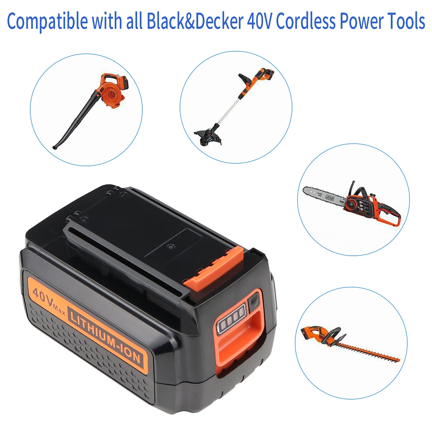 Powerost 40V MAX Lithium Battery: Replacement for Black and Decker 40 Volt LBX2040 LBXR2036 LBXR36 LBX1540 LBX2540 Compatible with 36V Li Ion Charger
