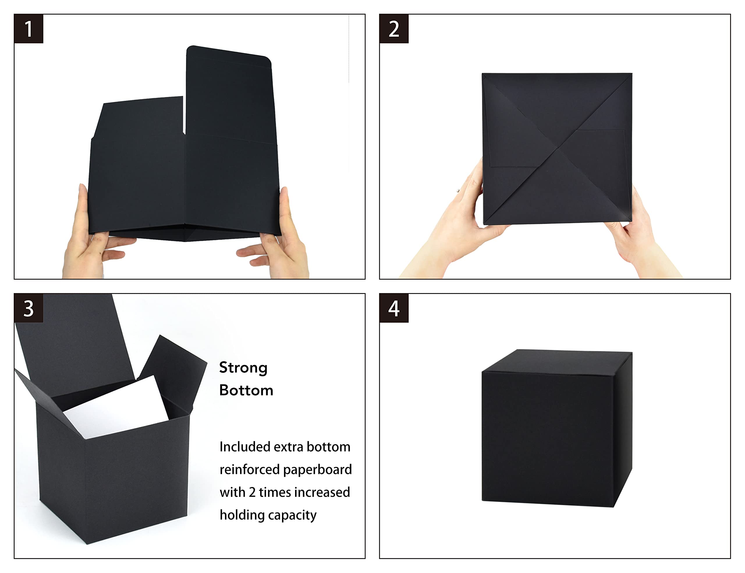HUAPRINT Black Gift Box,Gift Boxes with Lids 4x4x4inch,24pcs Paper Gift Box Bulk,Gift Boxes for Presents,Birthday,Bridesmaid Proposal,Groomsmen Engagements,Baby Showers,Christmas,Wedding Party Favor,Cupcake,Crafting,Holidays