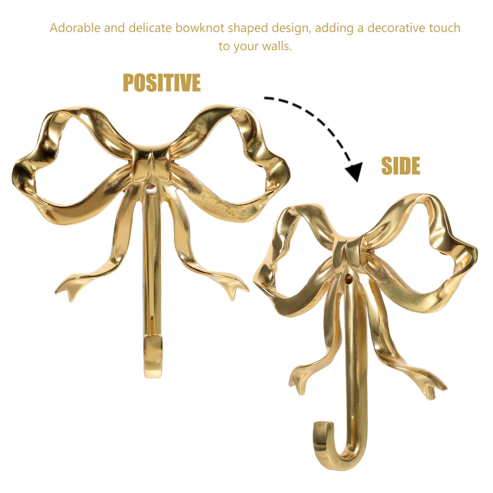 MAGICLULU Gold Coat Hook Bow Wall Hooks Brass Hanging Hook Multi-Purpose Door Hanger for Coat Hat Towel Home Decor 2.52 x 2.63 Inch