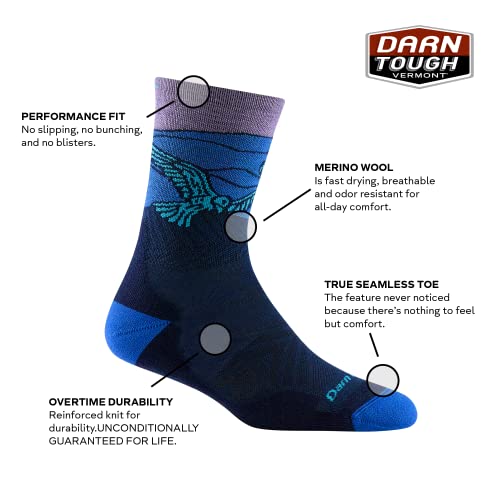 Darn Tough 1058-C-9034-05 Glide Micro Crew Ultra-Lightweight with Cushion Midnight Large