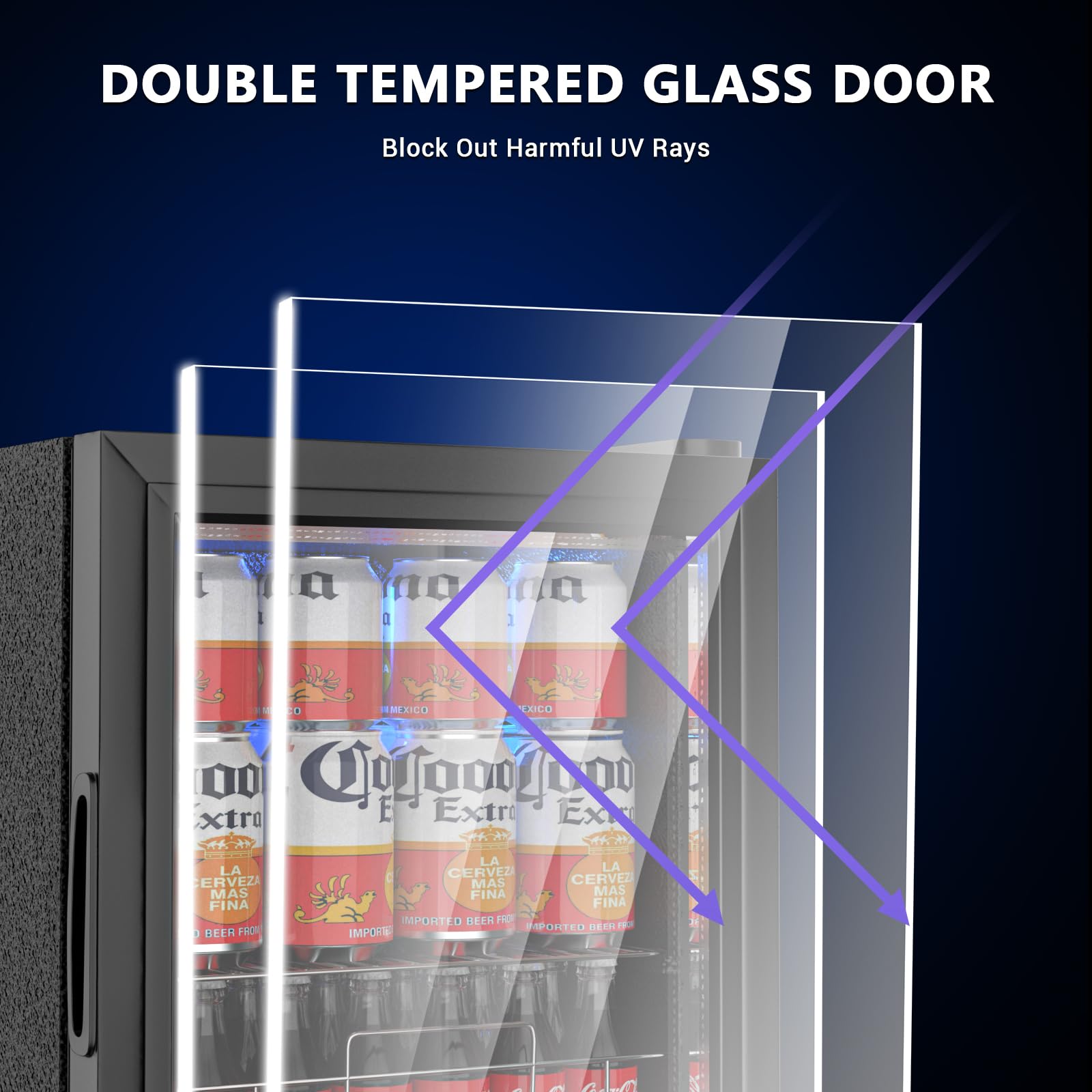 JANREAY Beverage Cooler Refrigerator 1.76 Cu.Ft. 48 Can Capacity with Adjustable Temperature Control and LED Lighting, Stainless Steel for Bedroom, Office, Dorm, Apartment Black