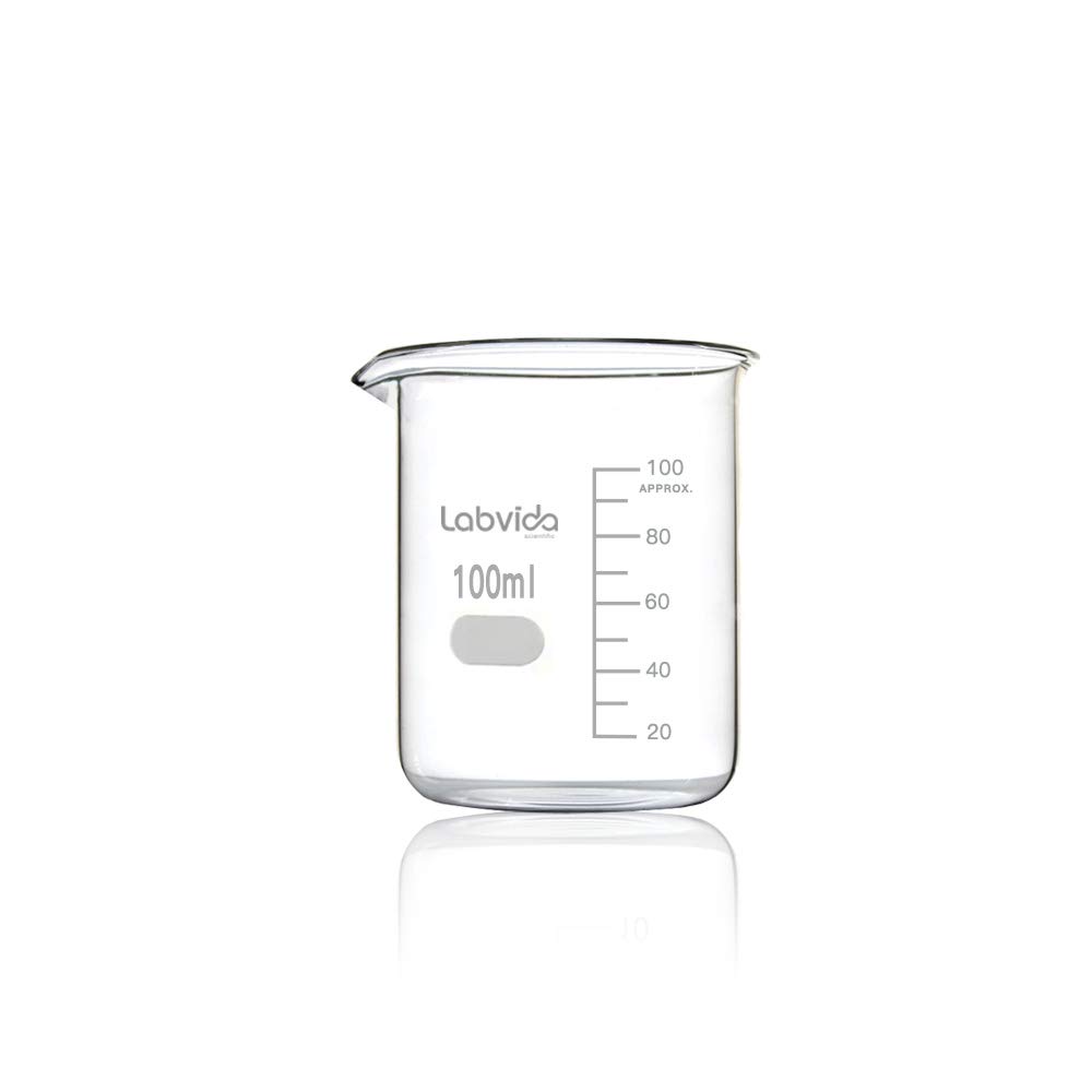 Labvida Upgrated 3 Size Low Form Beaker Set, 50ml 100ml 250ml, 3.3 Boro Glass Beakers with Printed Graduation, LVA017