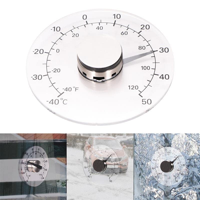 LNYHLXS Thermometer Temperature Transparent Clear Outdoor Window Thermometer Clock Weather Tool