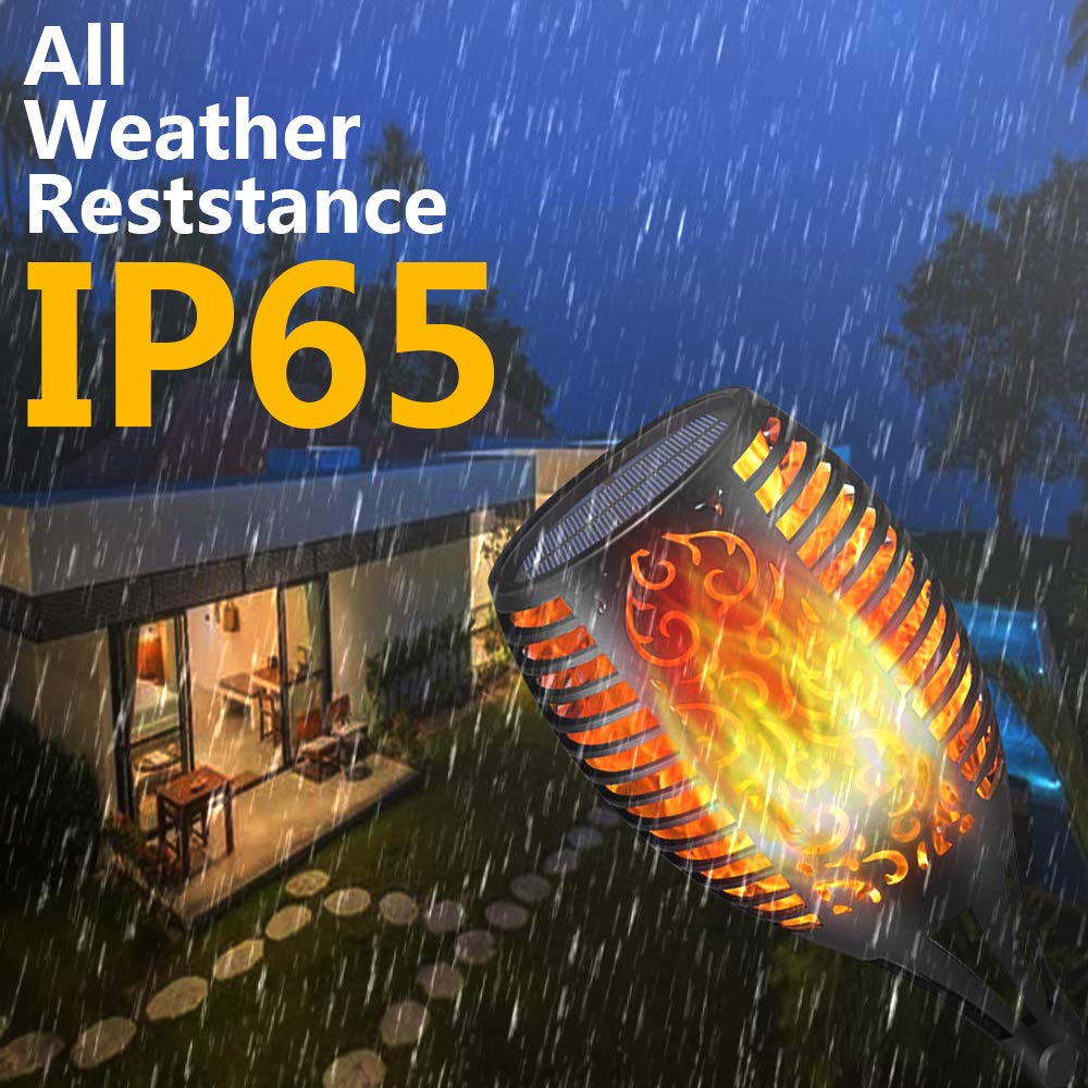 Solar Lights,Waterproof Flickering Flames Torches Lights Outdoor Solar Light Landscape Decoration Lighting Dusk to Dawn Auto On/Off Security Torch Light for Pathway, Patio, Yard, Garden (2 Packs)