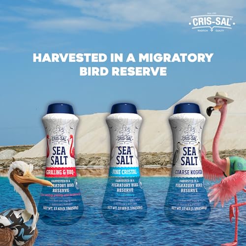 Cris-Sal Gourmet Fine Cristal Sea Salt, Full Flavor Premium Natural Grain, Great for Cooking, Table Seasoning Recipes, Pantry Friendly, 17.63 Oz