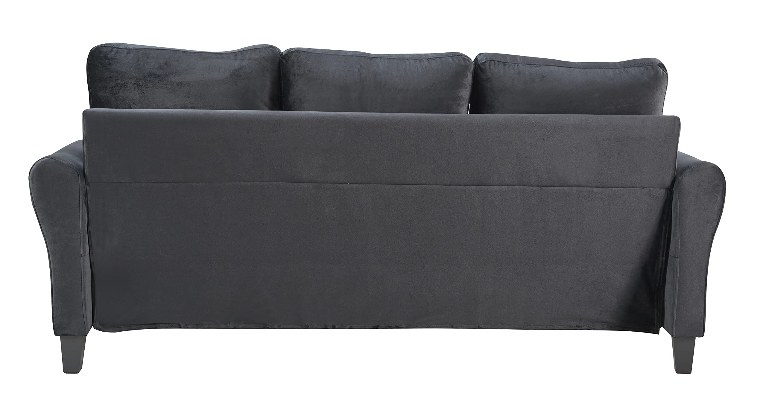 HUAYICUN Living Room Sofa Modern Sofa with 2 Pillow, 78 Inch Width Velvet Sofa, 3 Seater Sofa with Plastic Legs for Bedroom, Office (Black)