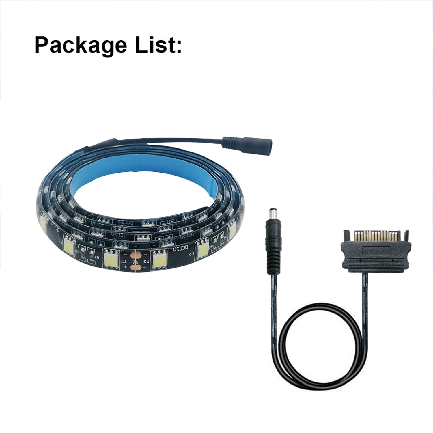 DS PC LED Strip via Magnetic for Computer Case Mid Tower Full Tower (White Lighting, SATA Connector, 39 inch Length, S Series)