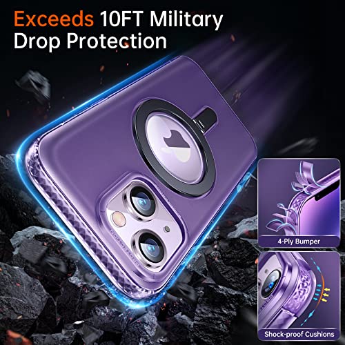 JUESHITUO for iPhone 14 Plus Case [Not Yellowing] [Military Grade Protection] [No.1 Strong Magnets] Magnetic Built-in Compatible with MagSafe Case 6.7 inch, Deep Purple