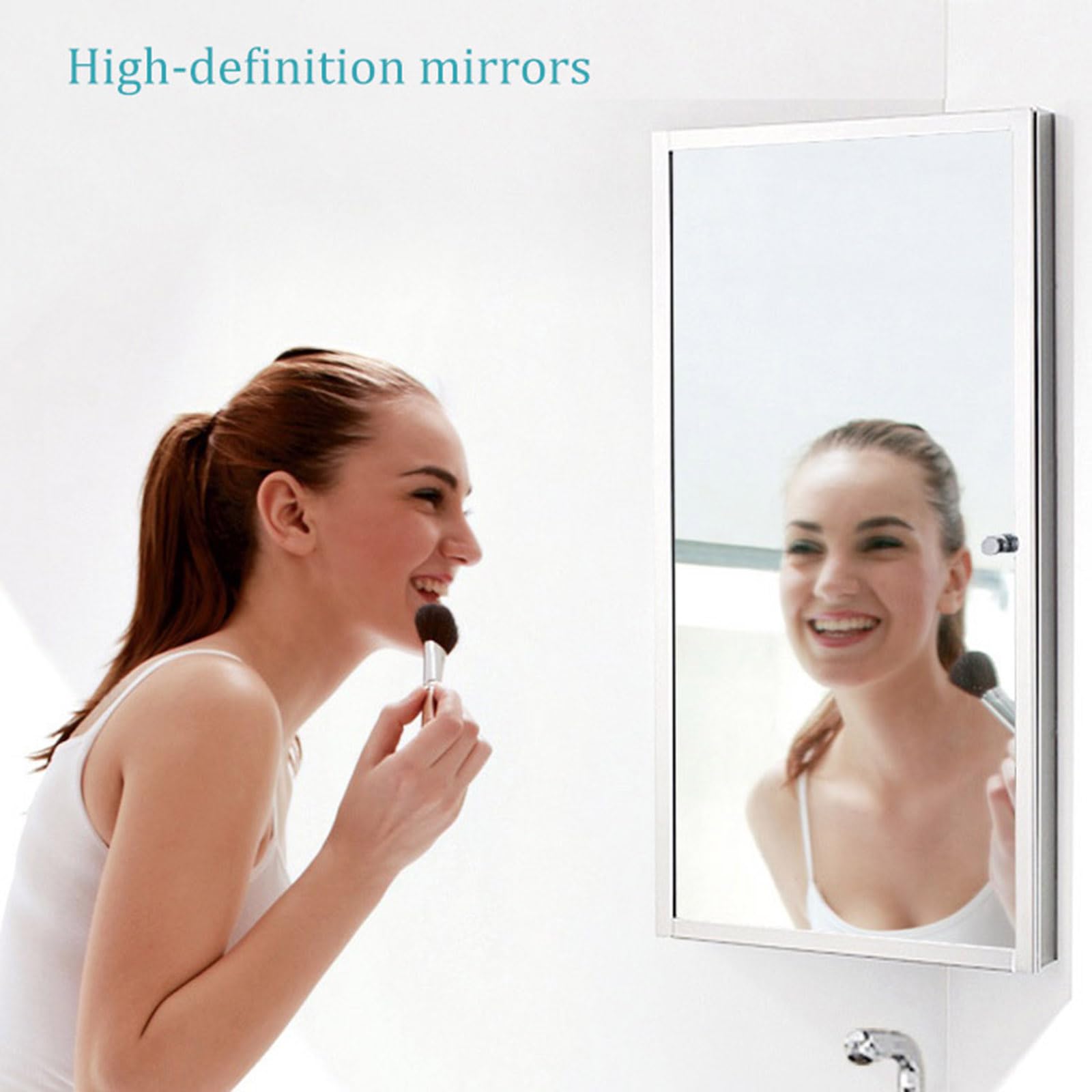 Generic 24"" Bathroom Corner Medicine Cabinet W/Mirror, Bathroom Stainless Steel Wall Mount Mirror Cabinet, Hanging Triple Shelf Storage Cabinet (Right), Small