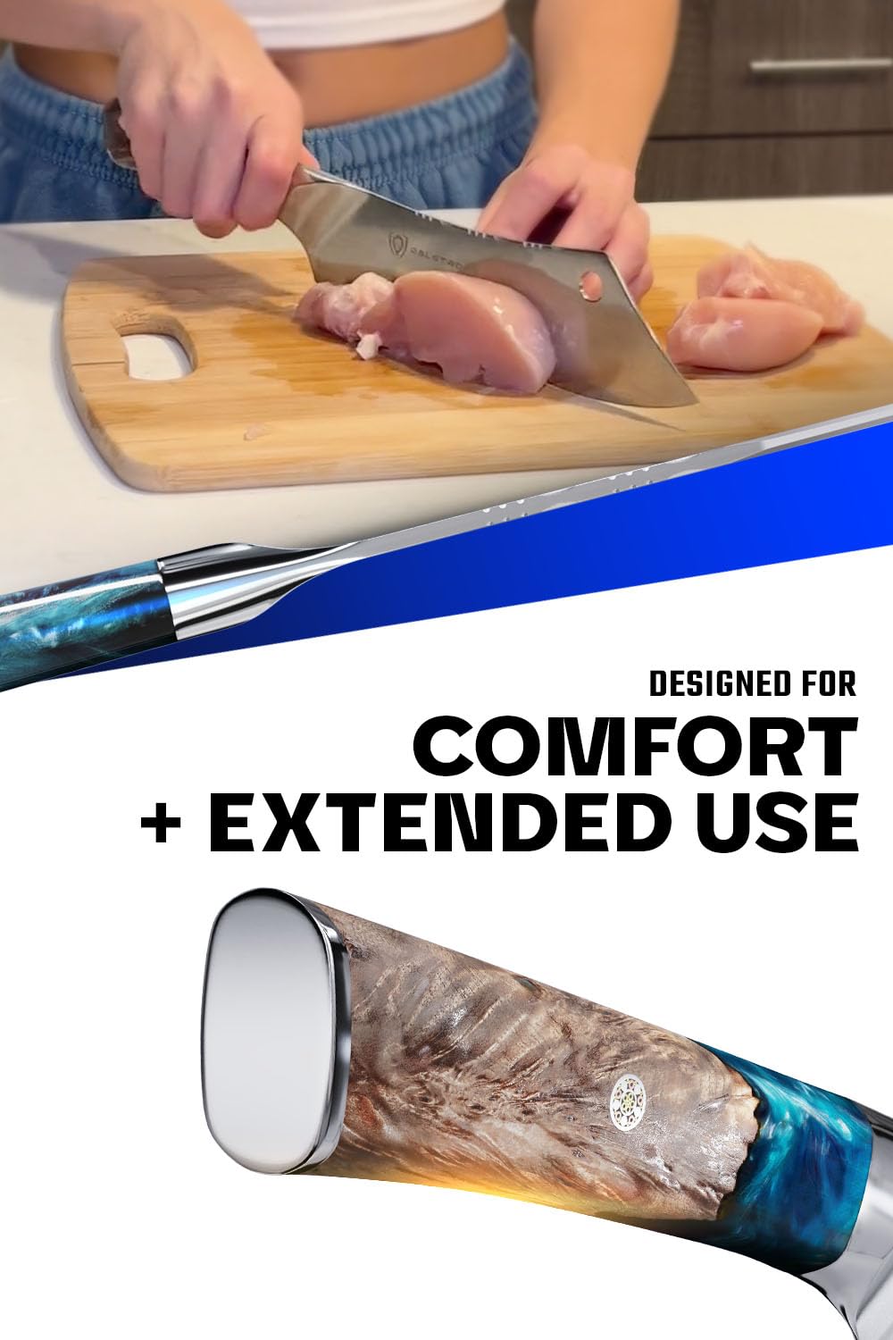 Dalstrong Chef & Cleaver Hybrid Knife - The 'Crixus' - 8 inch - Valhalla Series - 9CR18MOV HC Steel - Resin & Wood Handle - Razor Sharp Chef's Knife - w/Leather Sheath
