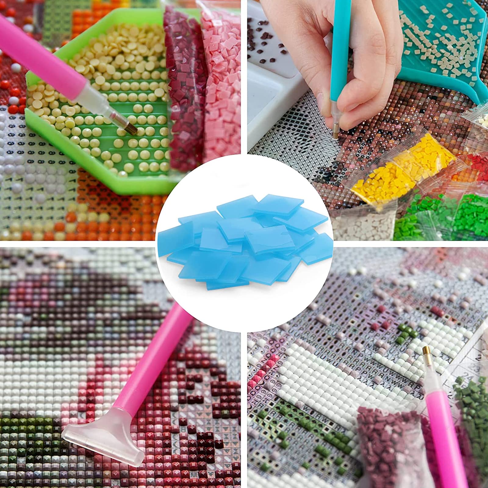 Harewu 80pcs Diamond Painting Glue Clay, Colorful Painting Clay Wax Embroidery Cross-Stitch Painting Set Tool DIY Diamond Wax Tool for Embroidery Accessories,2 x 2cm(4 Colors) (Multicoloured)